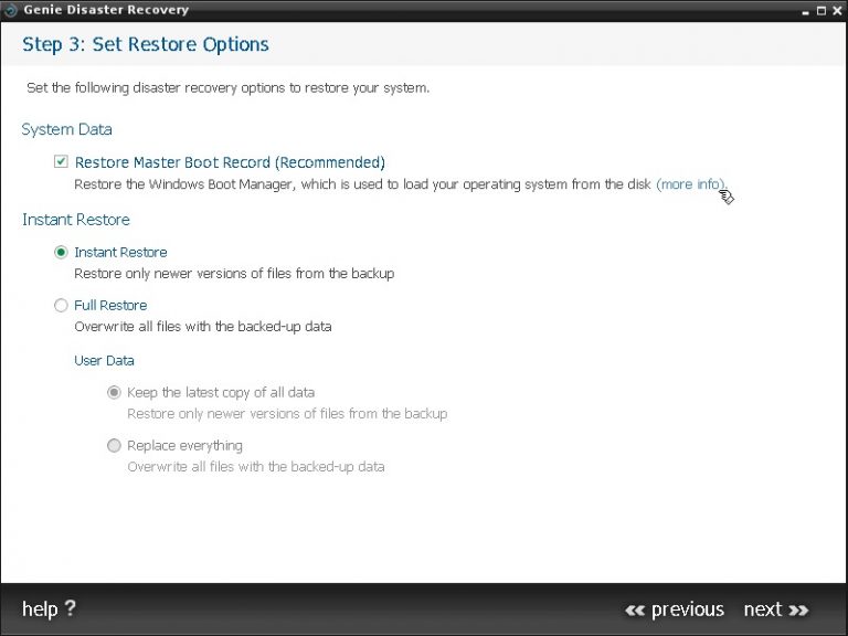 Genie Timeline Disaster Recovery Screenshot Tour - Genie9 Wiki